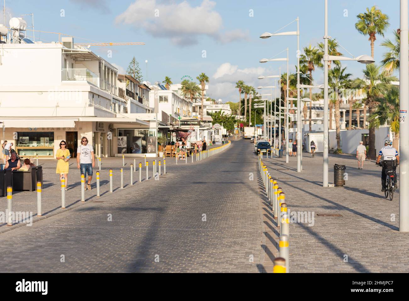 Pathos. Cyprus. November 2019. The streets of a tourist city in autumn ...