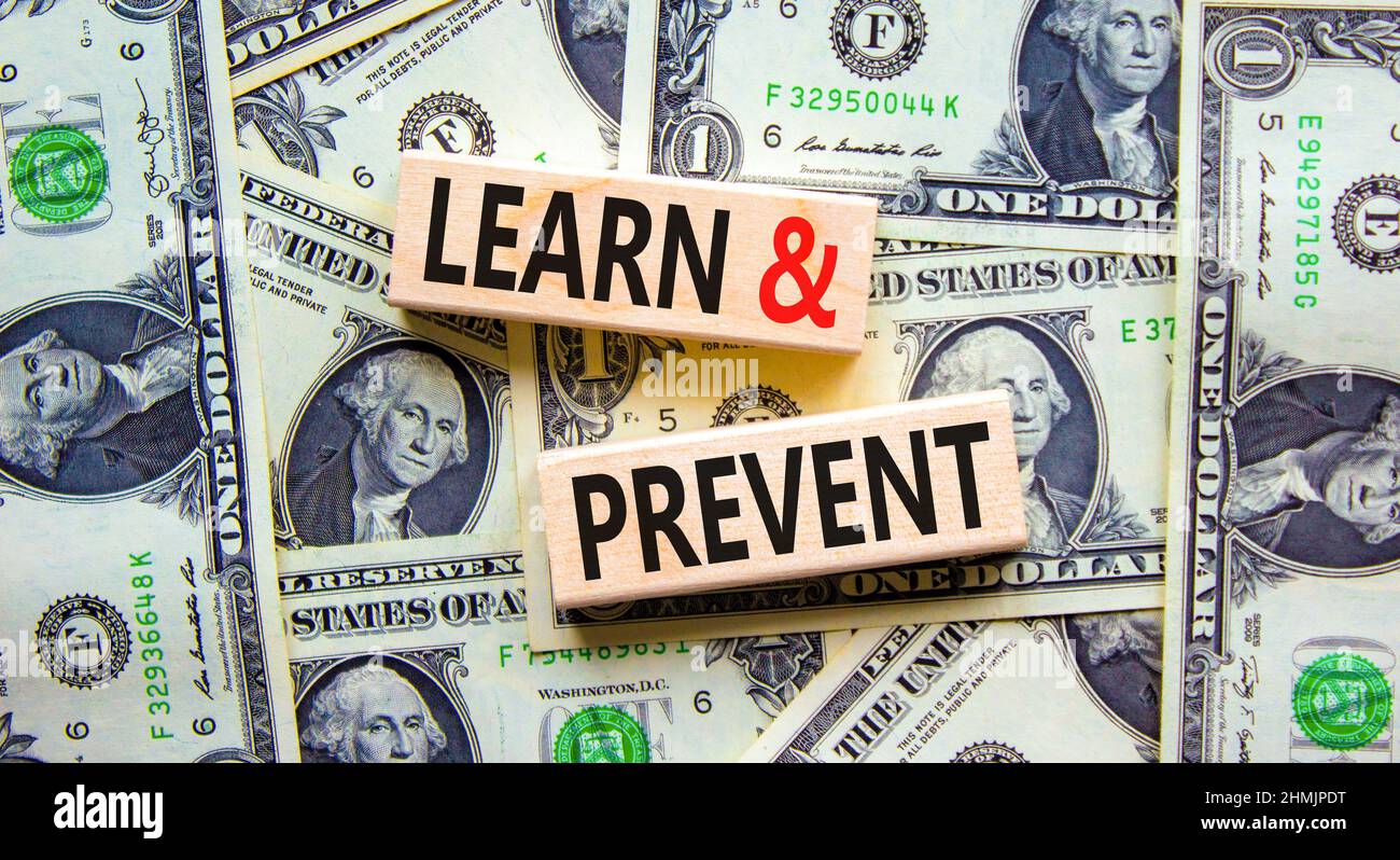 Learn and prevent symbol. Concept words Learn and prevent on wooden ...
