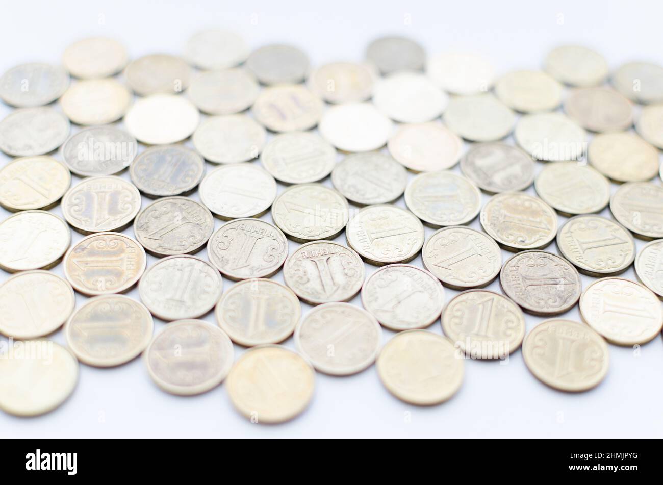 Large number of coins face value of one tenge closeup Stock Photo - Alamy