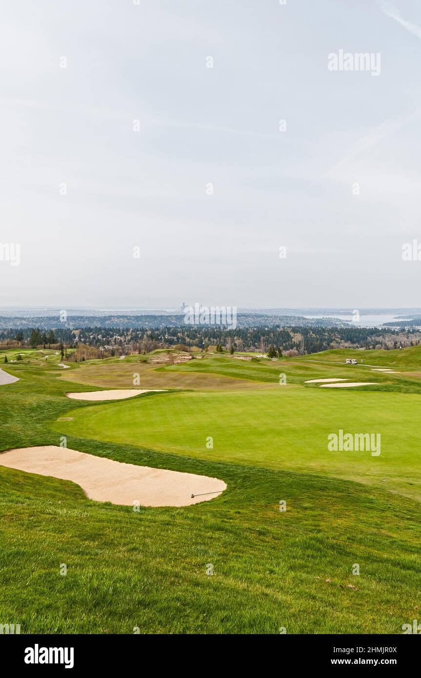 A view of the Golf Club at Newcastle, Washington, with the Seattle ...