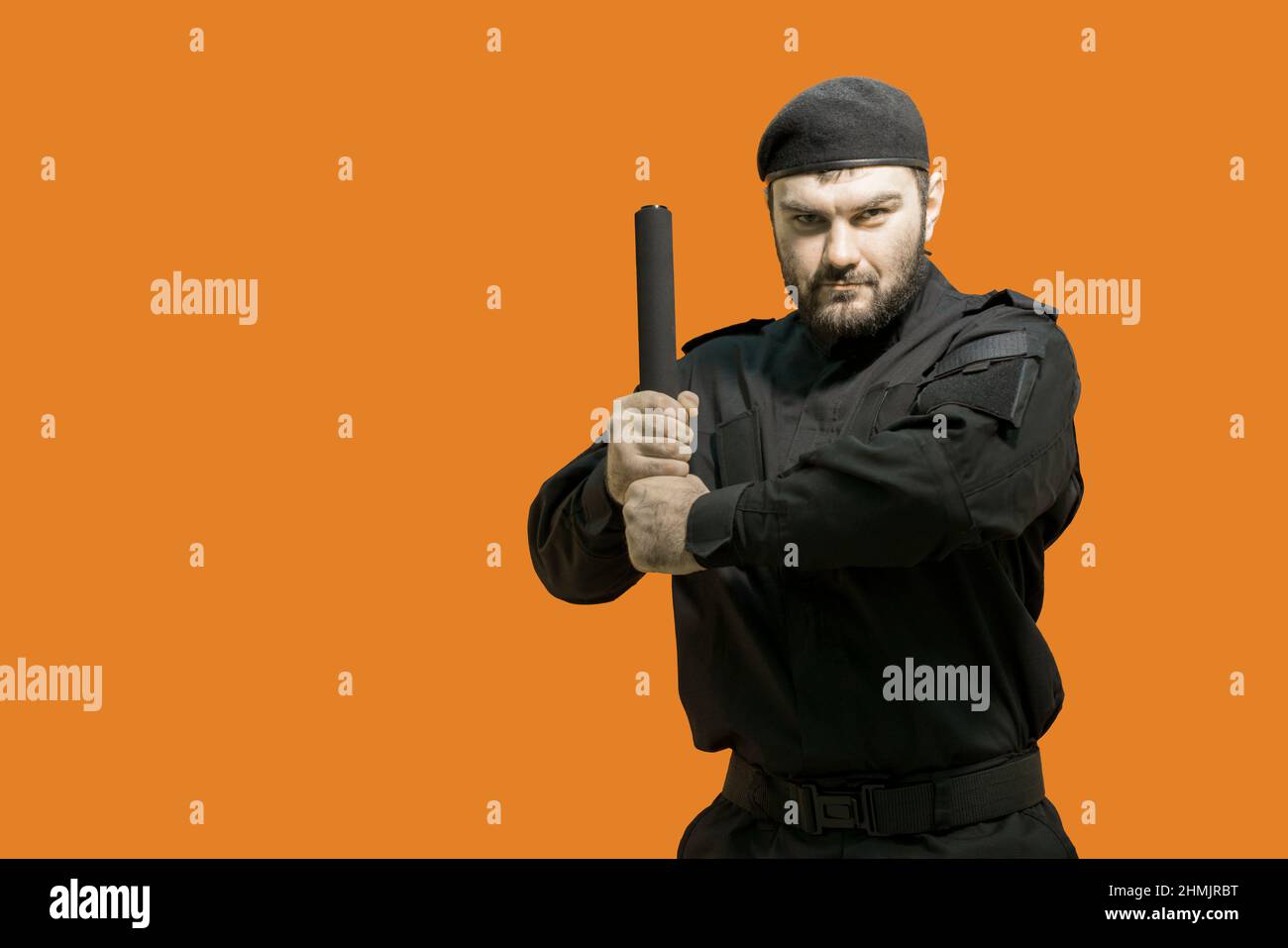 Bodyguard. Mercenary. Private security. Defender. A male guard in a ...