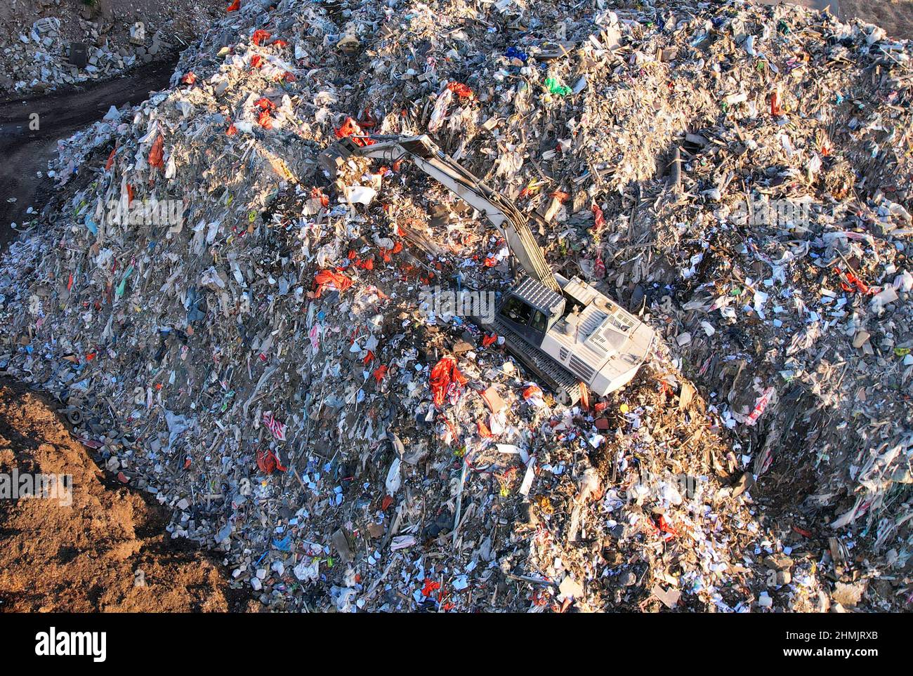 Landfill with Construction and Demolition waste (CDW). Trash disposal ...