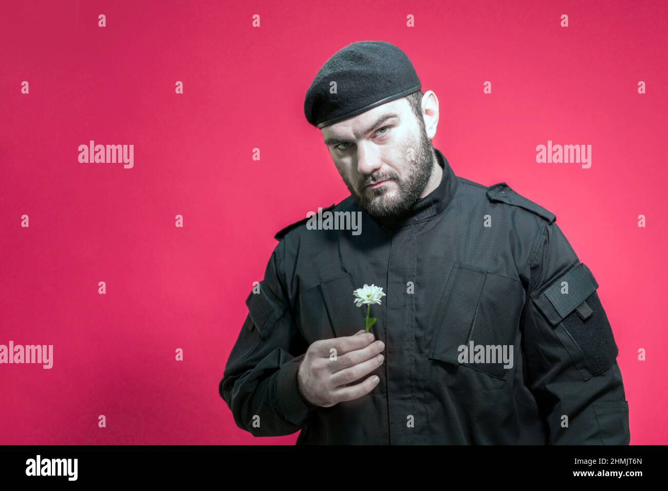 Defender of the law and order. Handsome brutal man. Bodyguard. Military ...