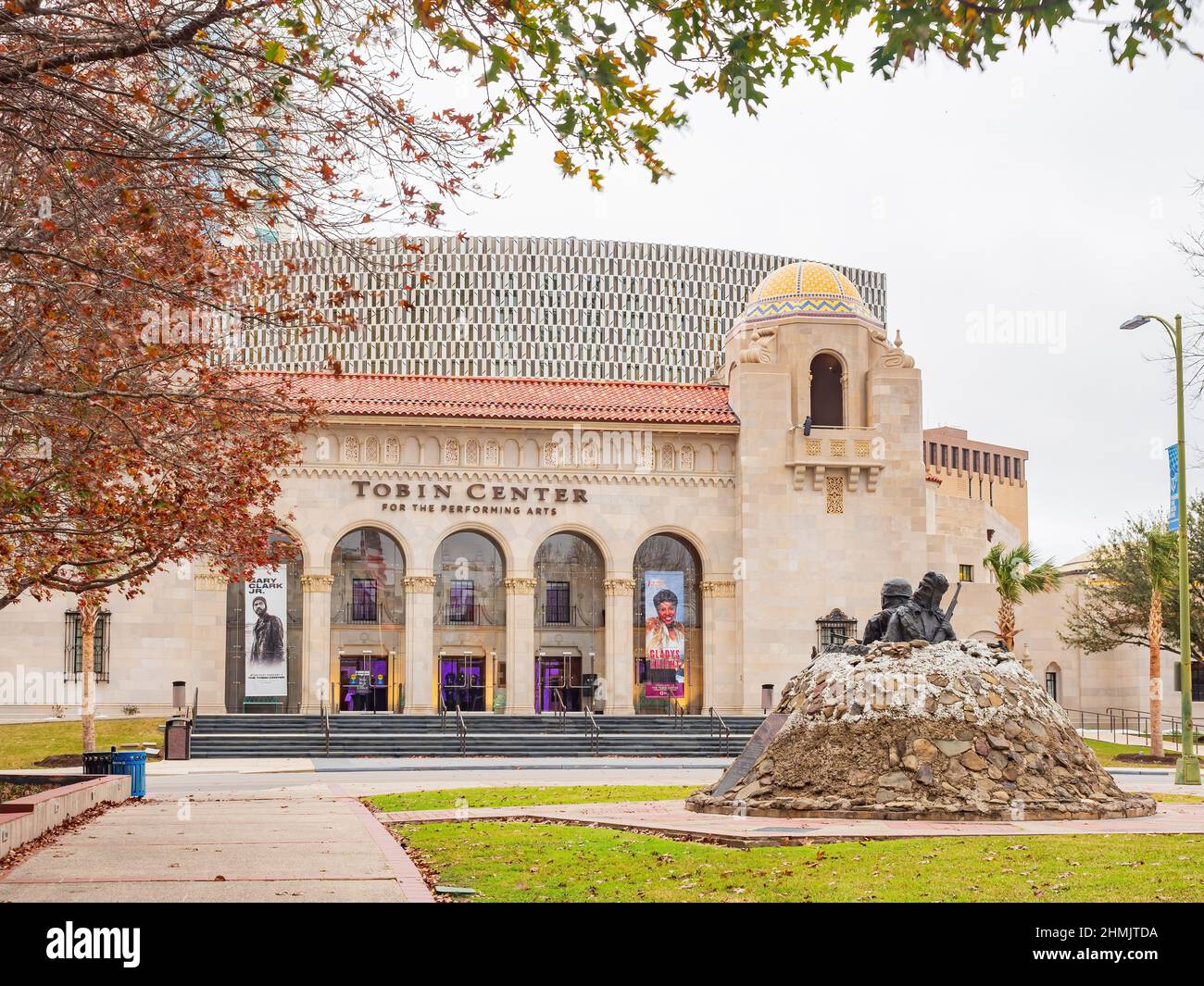 Texas, FEB 2 2022 - Overcast view of the Vietnam War Memorial and Tobin ...