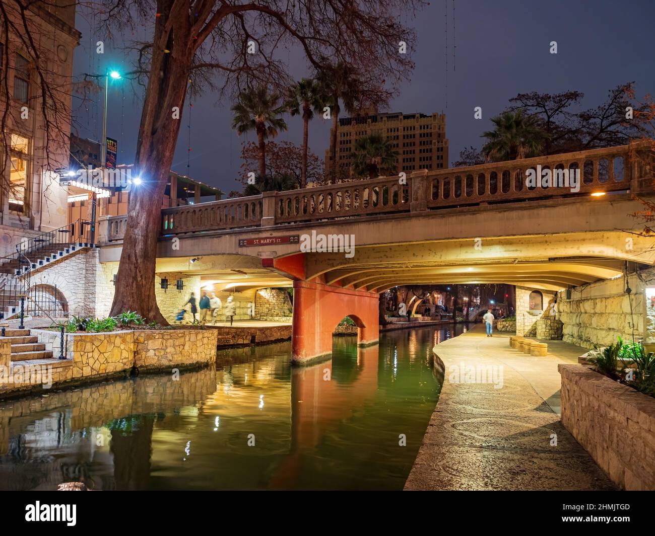 Texas, FEB 2 2022 - Night view of the Riverwalk Stock Photo - Alamy