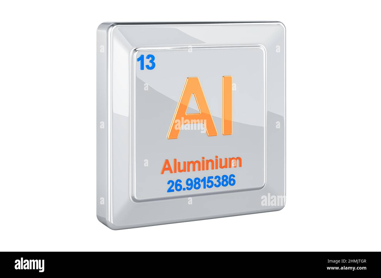 Aluminium Al, chemical element sign. 3D rendering isolated on white ...