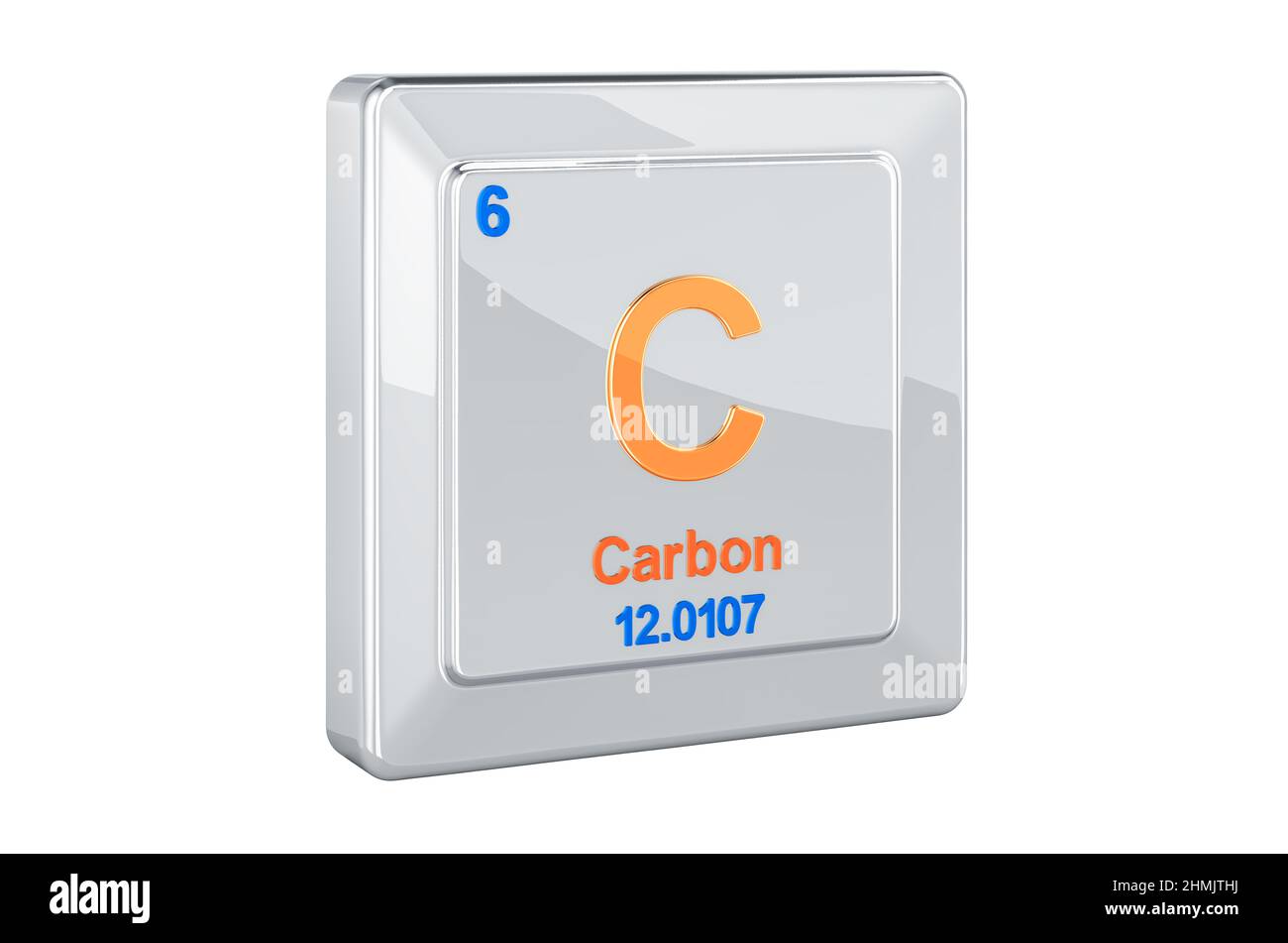 Carbon C, chemical element sign. 3D rendering isolated on white ...