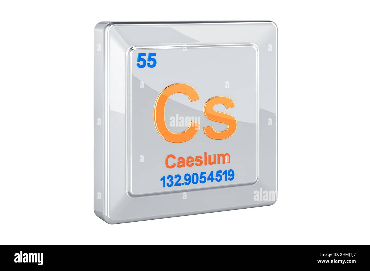 Caesium Cs, chemical element sign. 3D rendering isolated on white ...