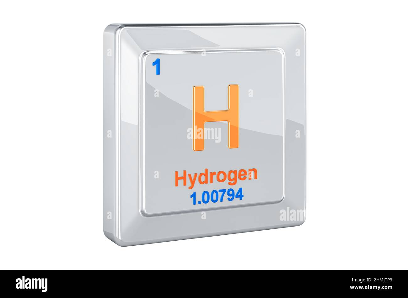 Hydrogen H, chemical element sign. 3D rendering isolated on white ...
