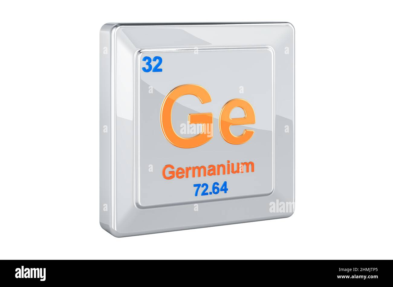 Germanium Ge, chemical element sign. 3D rendering isolated on white ...