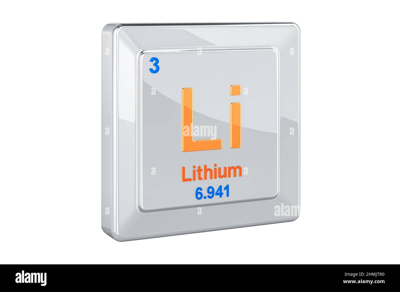Lithium Li, chemical element sign. 3D rendering isolated on white ...