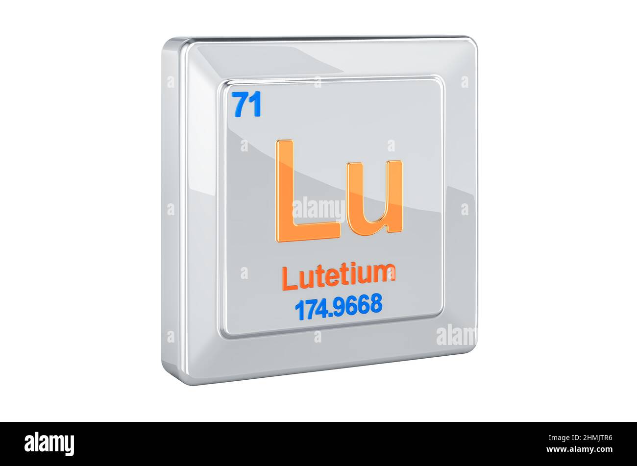 Lutetium Lu, chemical element sign. 3D rendering isolated on white ...