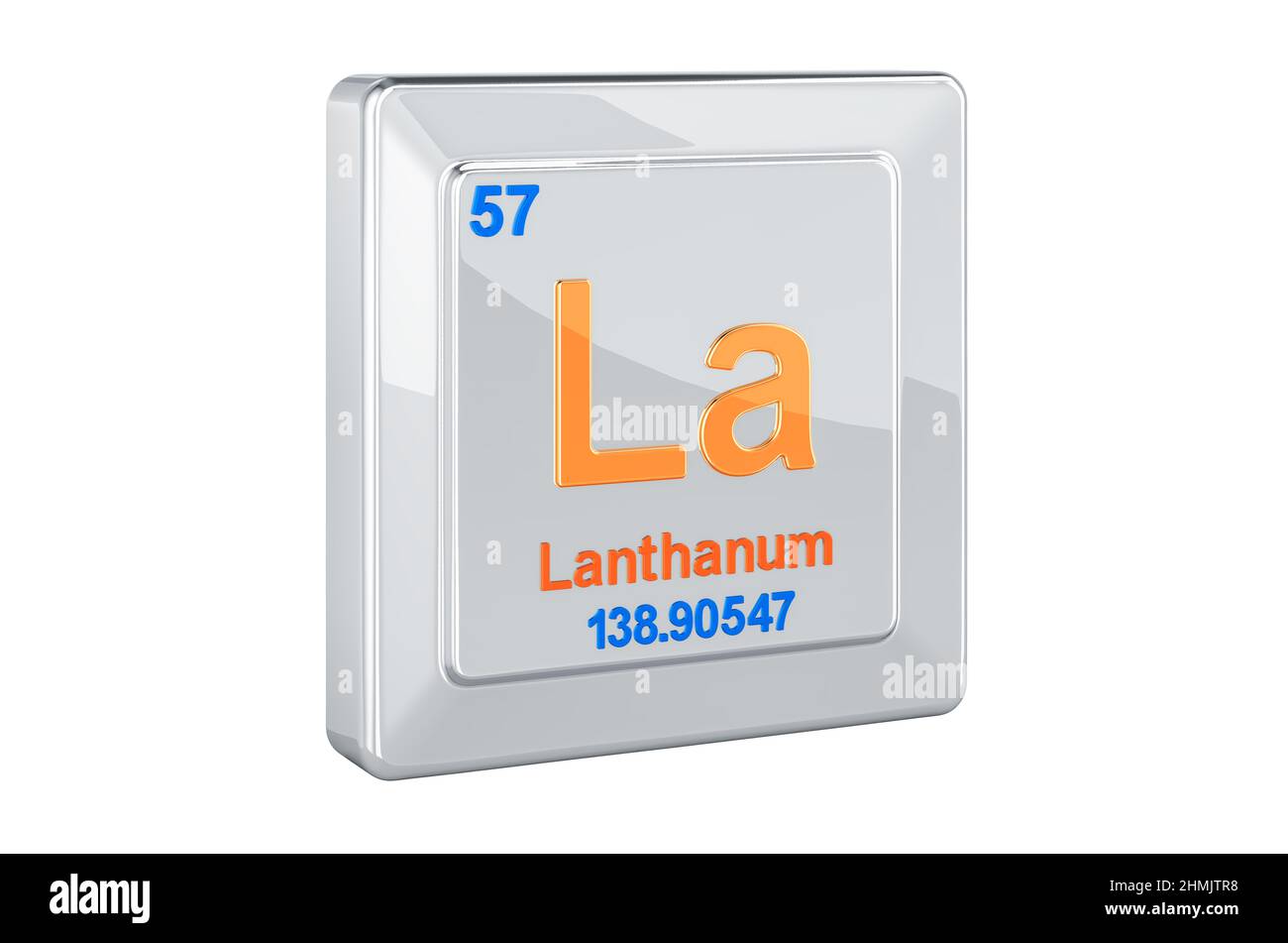 Lanthanum La, chemical element sign. 3D rendering isolated on white ...
