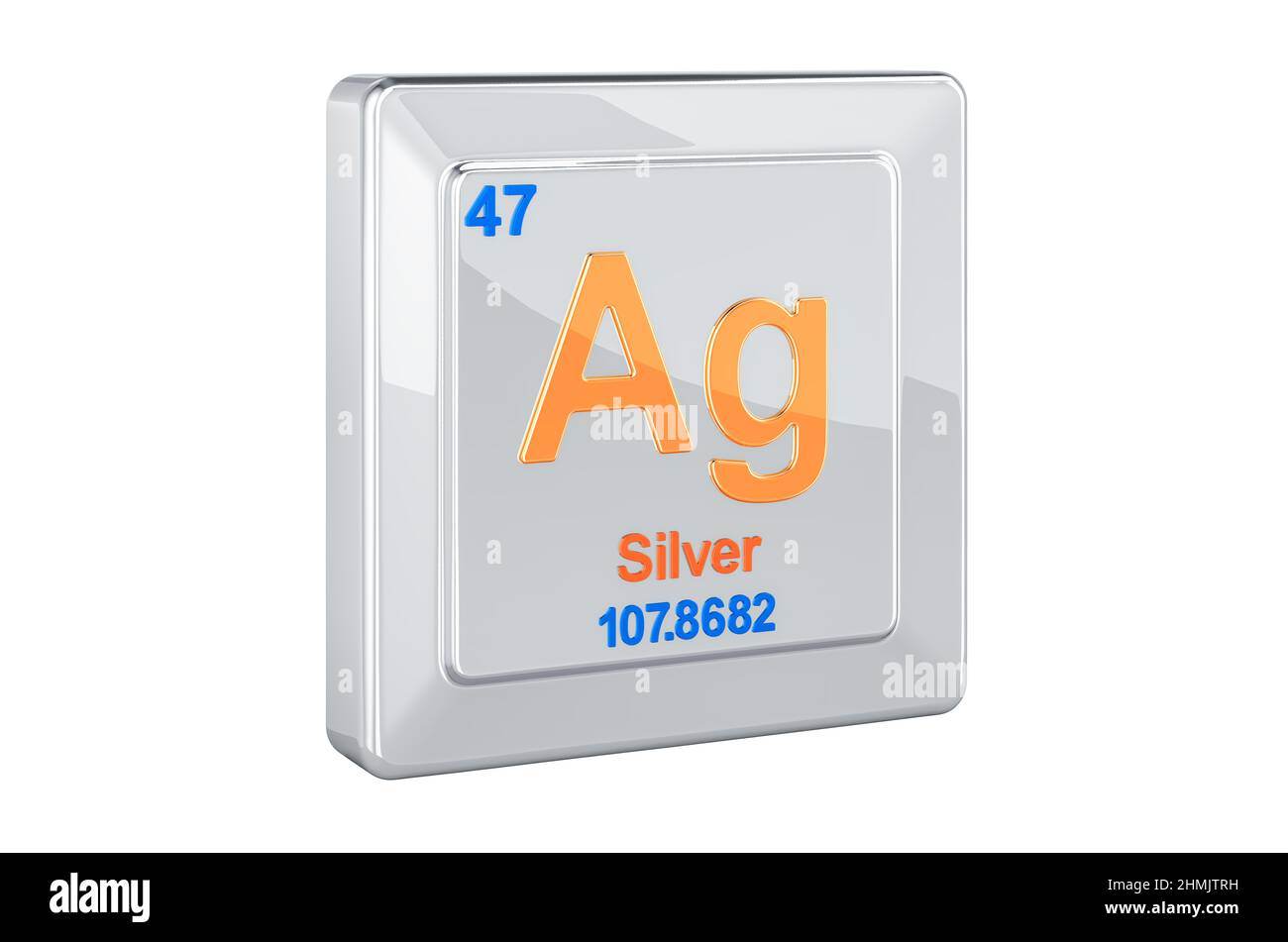 Silver Ag chemical element sign. 3D rendering isolated on white ...