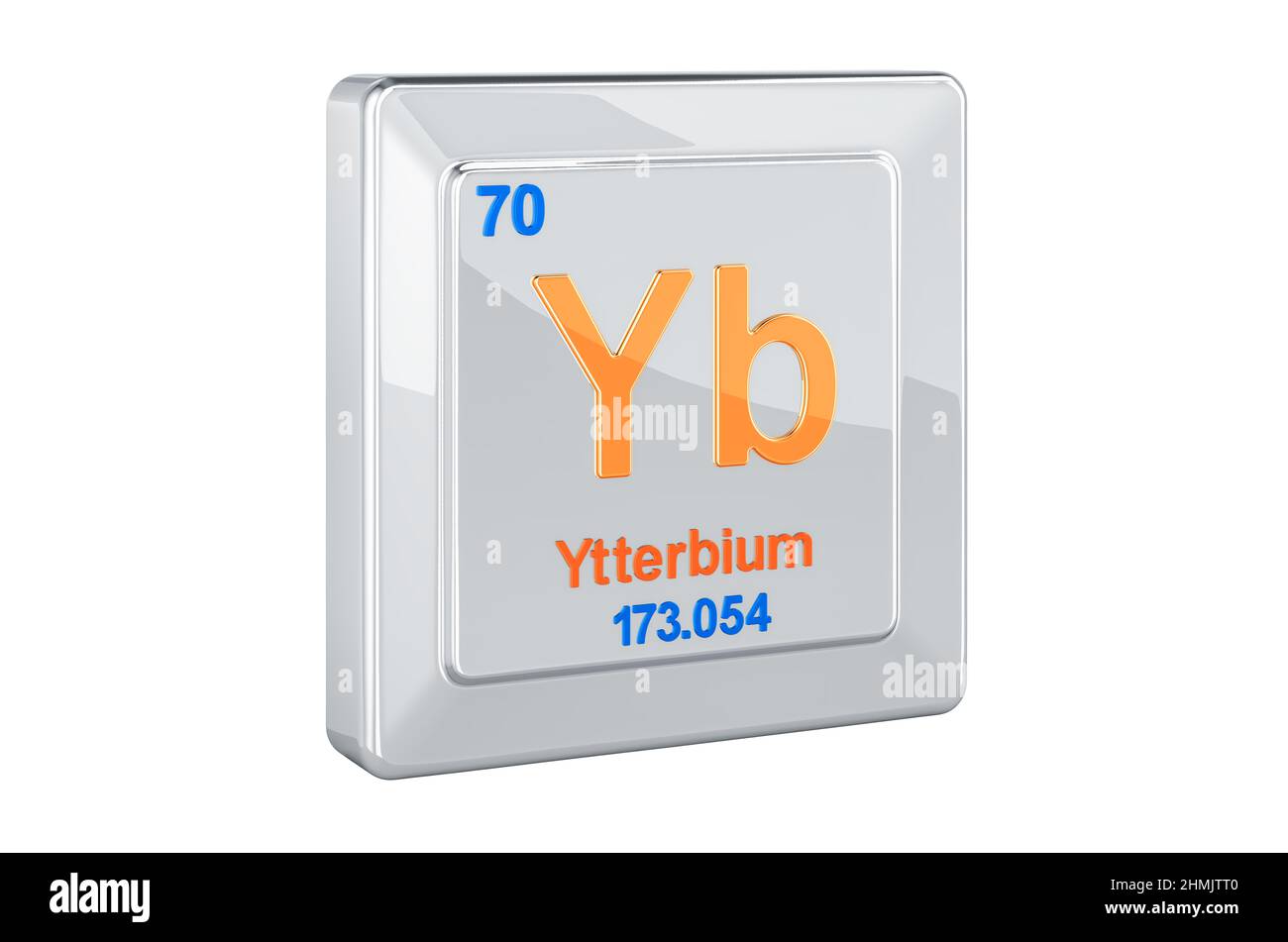 Ytterbium Yb, chemical element sign. 3D rendering isolated on white ...
