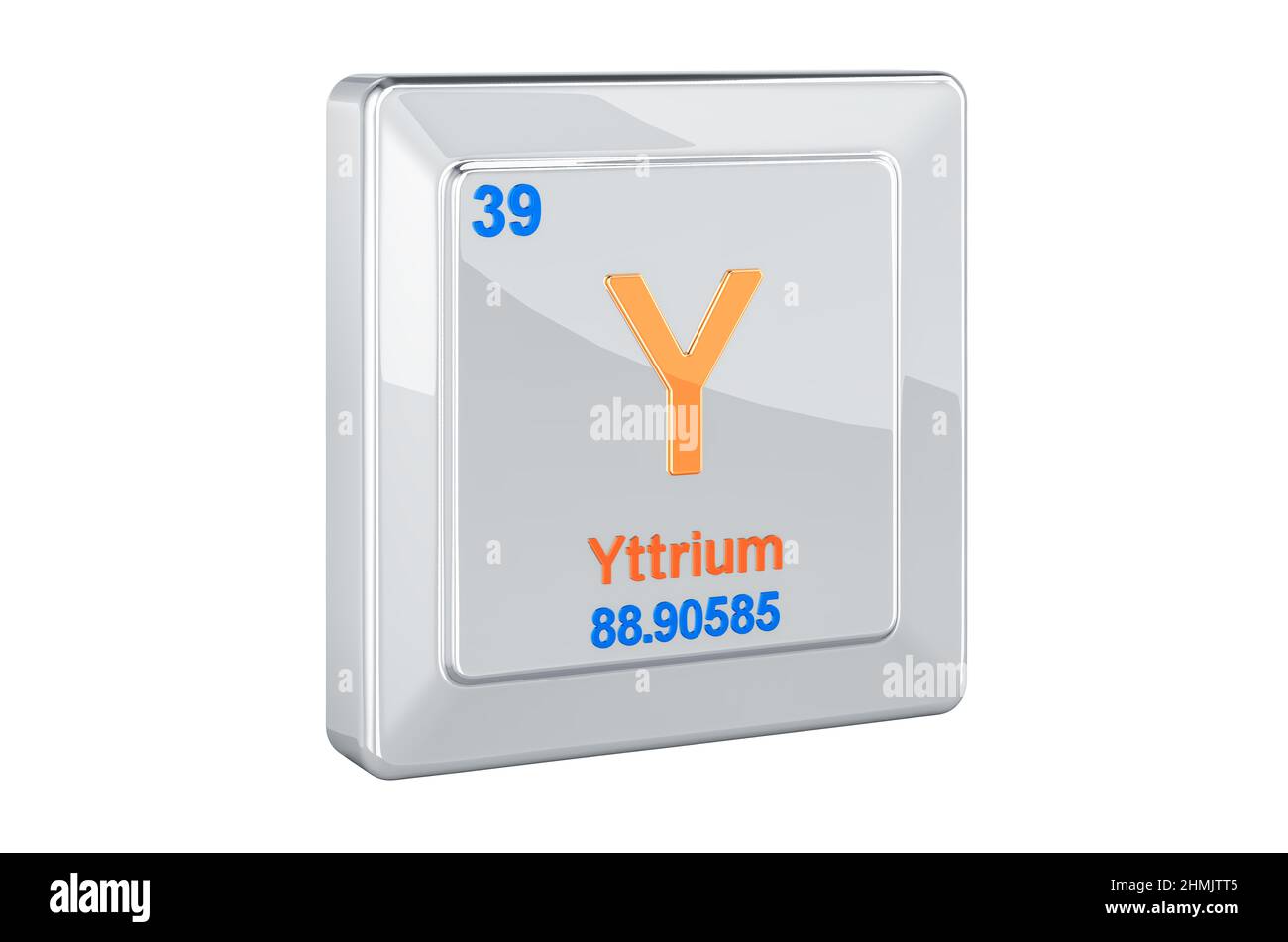 Yttrium Y, chemical element sign. 3D rendering isolated on white ...