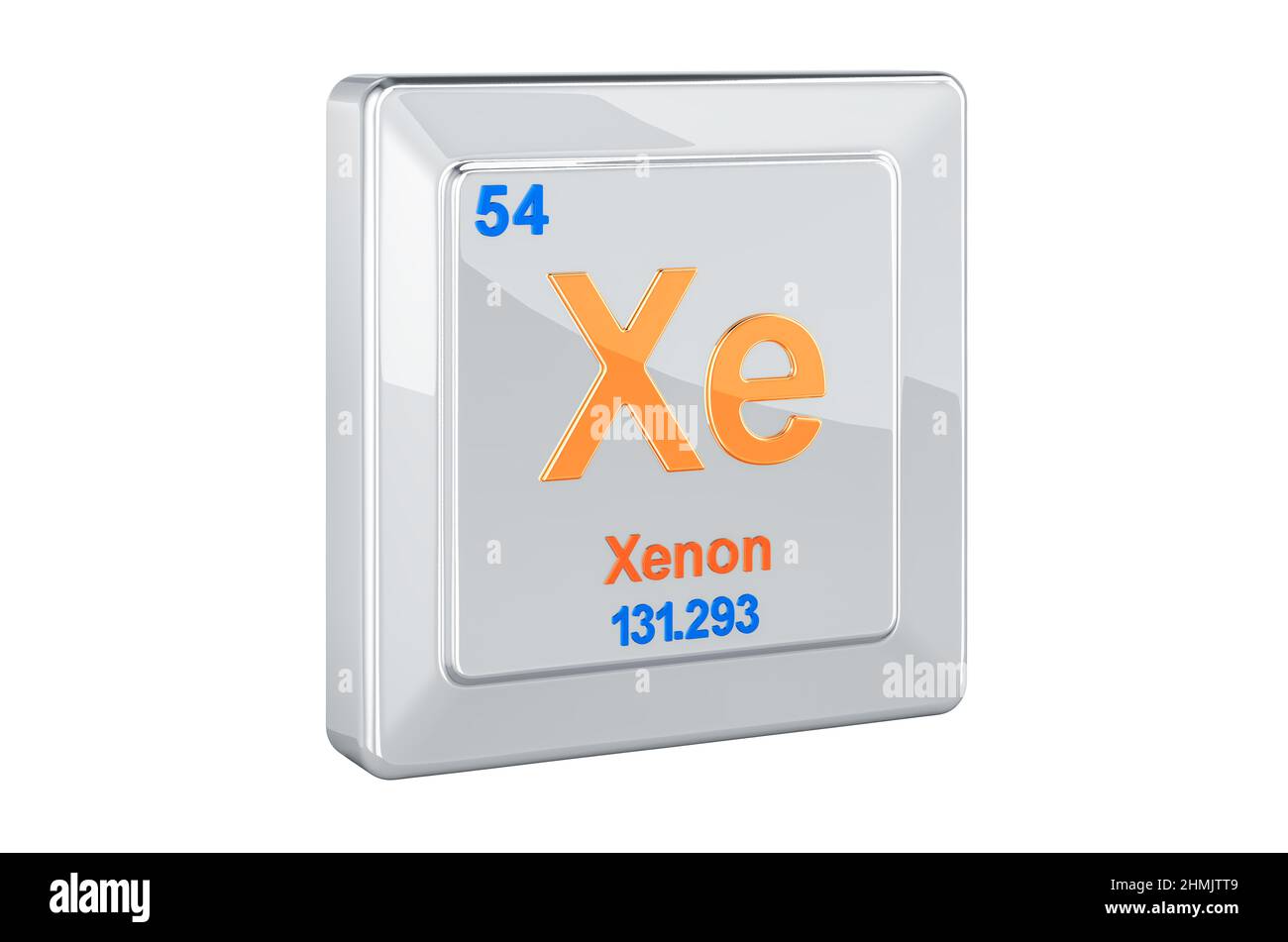 Xenon xe, chemical element sign. 3D rendering isolated on white ...