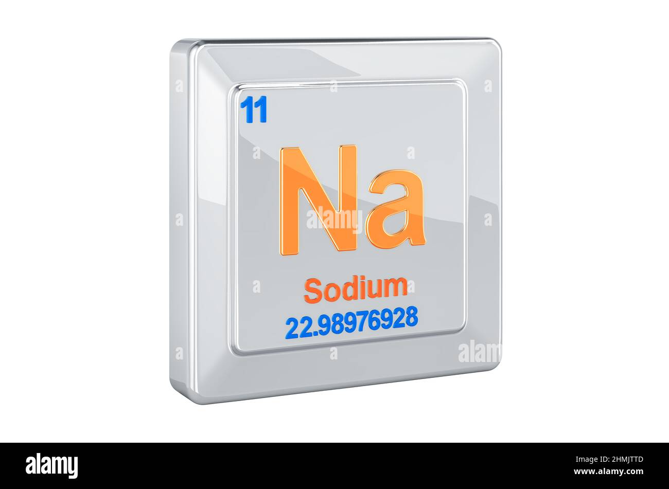Sodium Na, chemical element sign. 3D rendering isolated on white ...