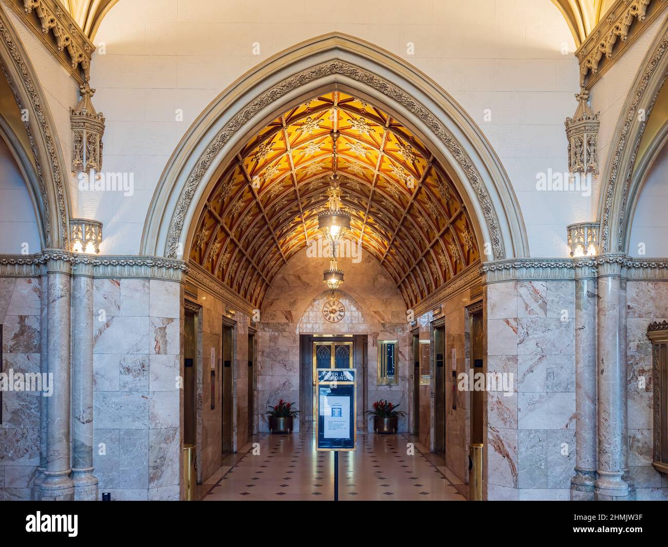 Texas, FEB 5 2022 - Interior view of the Tower Life Building Stock ...