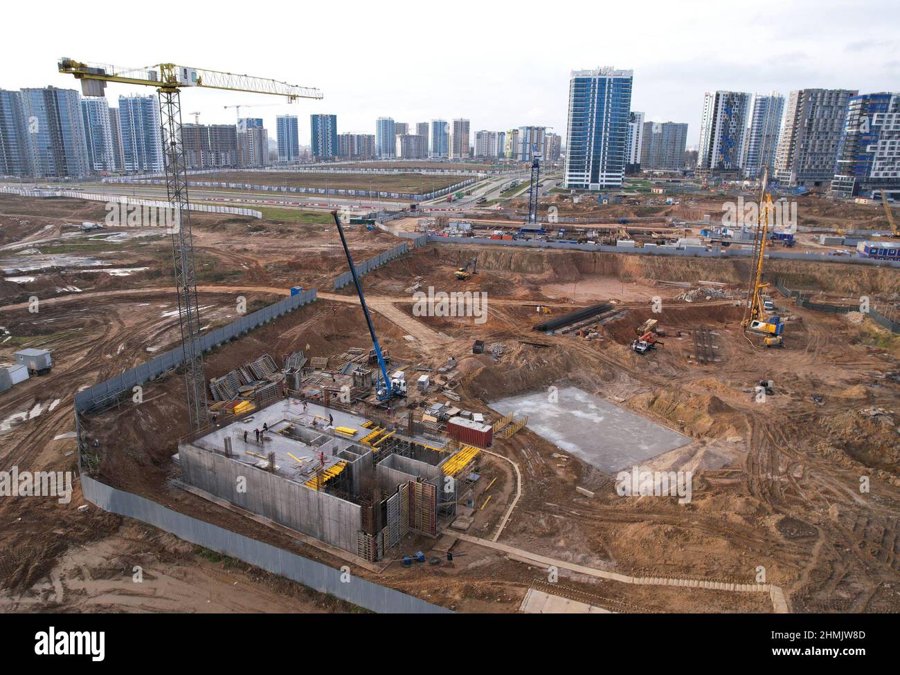 Сonstruction site with foundation pit for monolithic reinforced ...