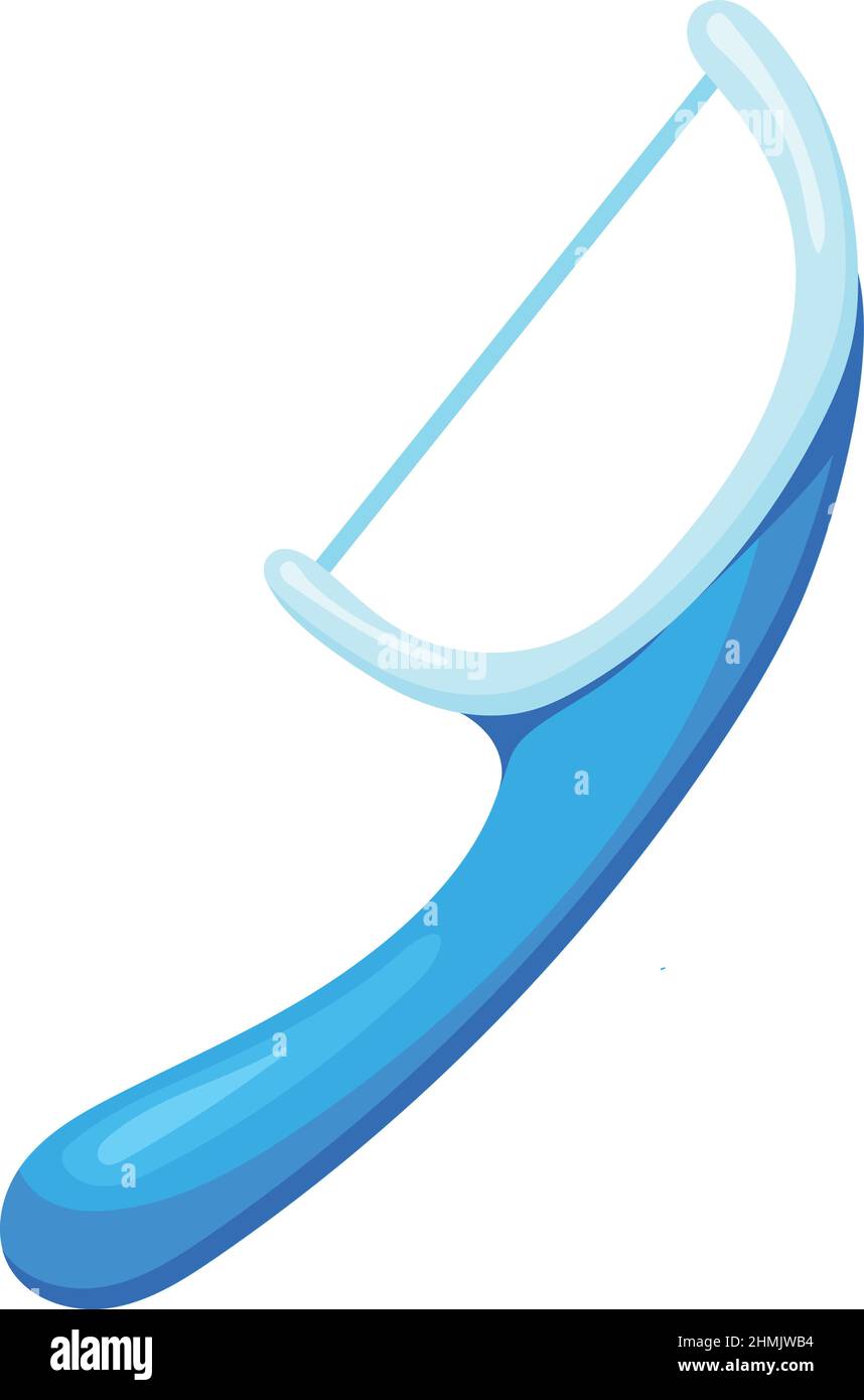 Floss pick. Dental care icon. Cartoon oral health tool isolated on ...