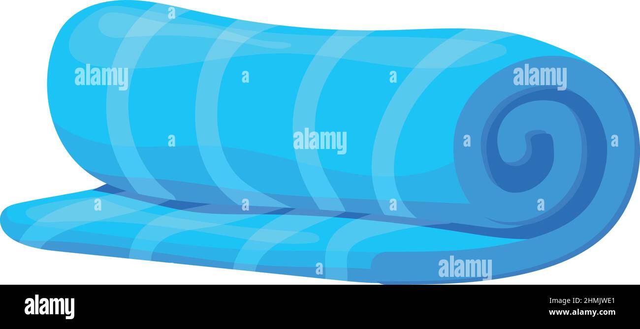 Rolled towel. Blue striped soft cartoon cloth isolated on white ...