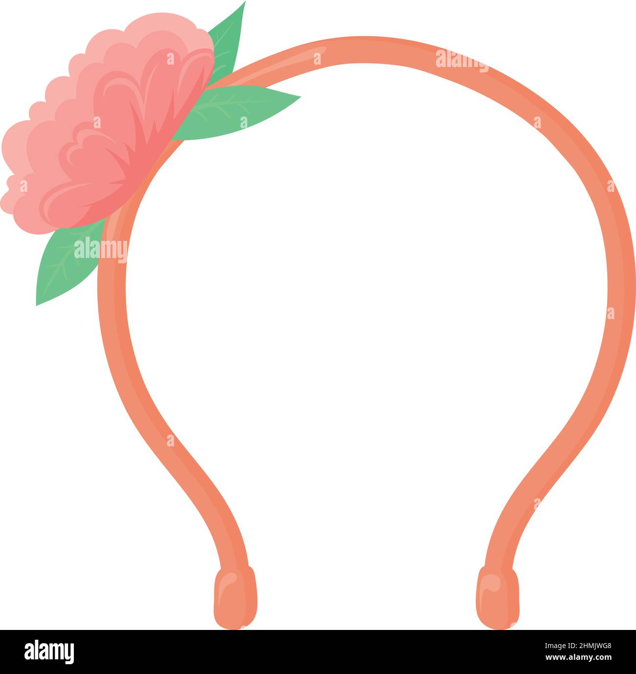 Cute headband with red flower. Cartoon hair accessory isolated on white ...