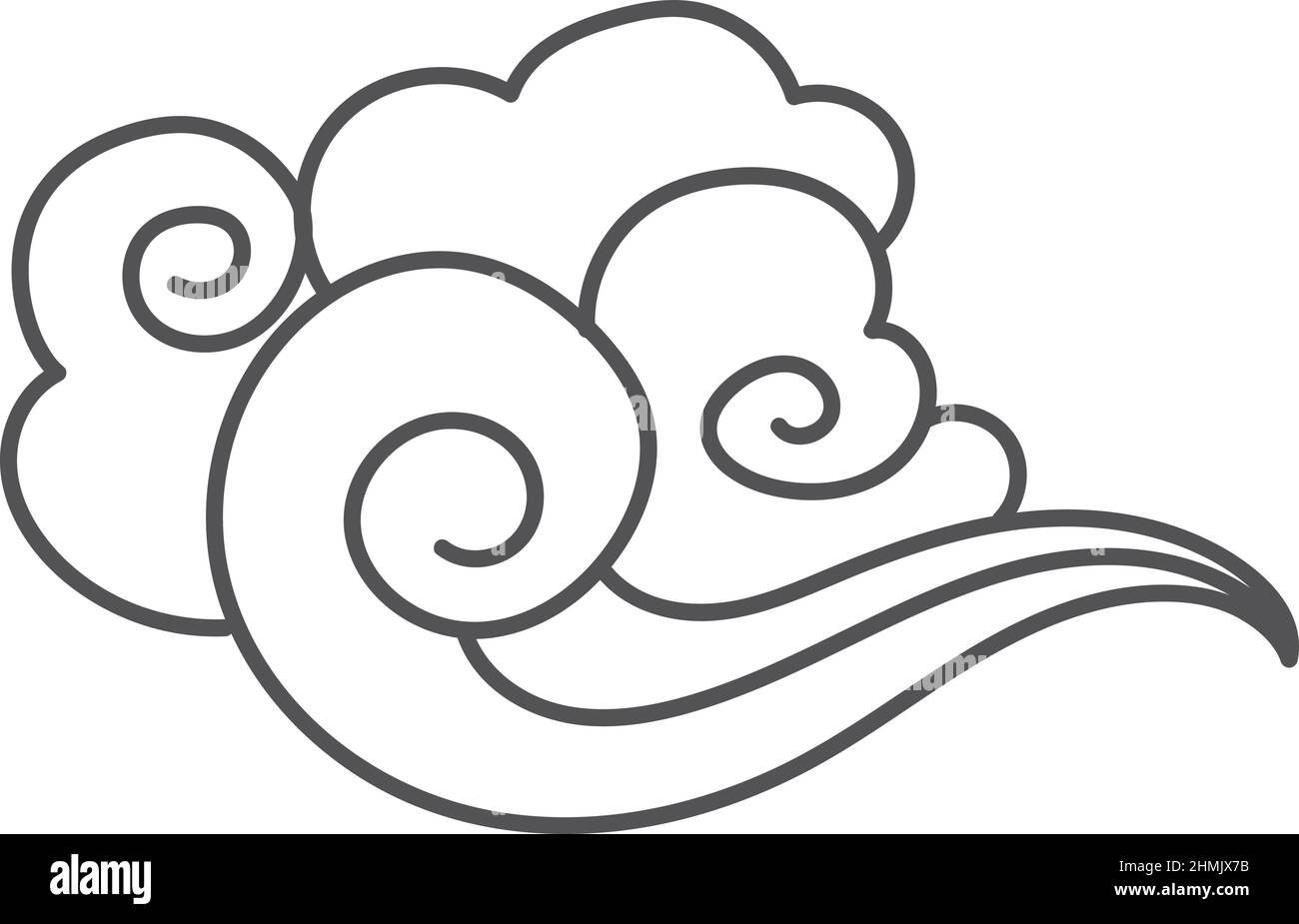 Cloud decorative element in japanese ink calligraphy style isolated on ...