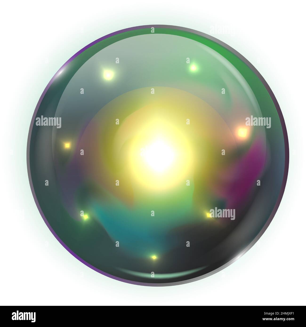 Magic orb. Realistic glossy colorful liquid ball isolated on white ...