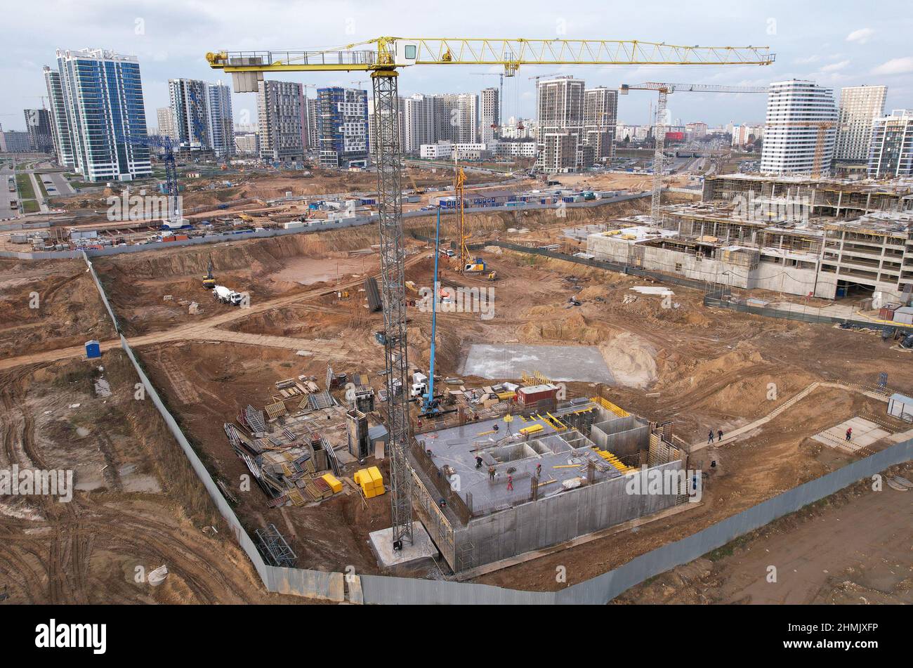Сonstruction site with foundation pit for monolithic reinforced ...