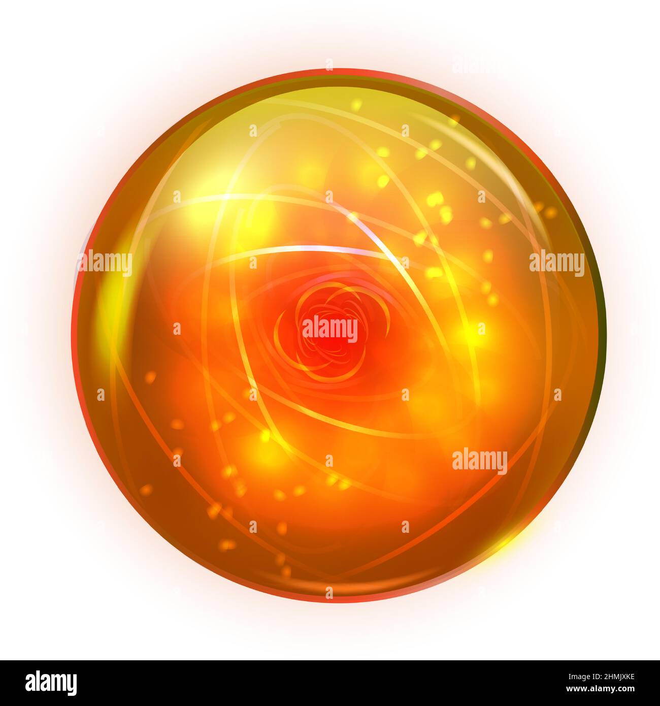 Fantasy sphere with golden glow effect. Magic ball isolated on white ...
