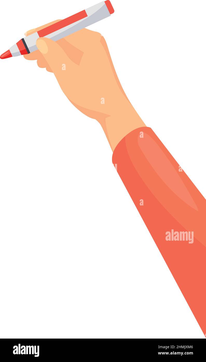 Human hand with highlight marker. Note taking concept isolated on white ...