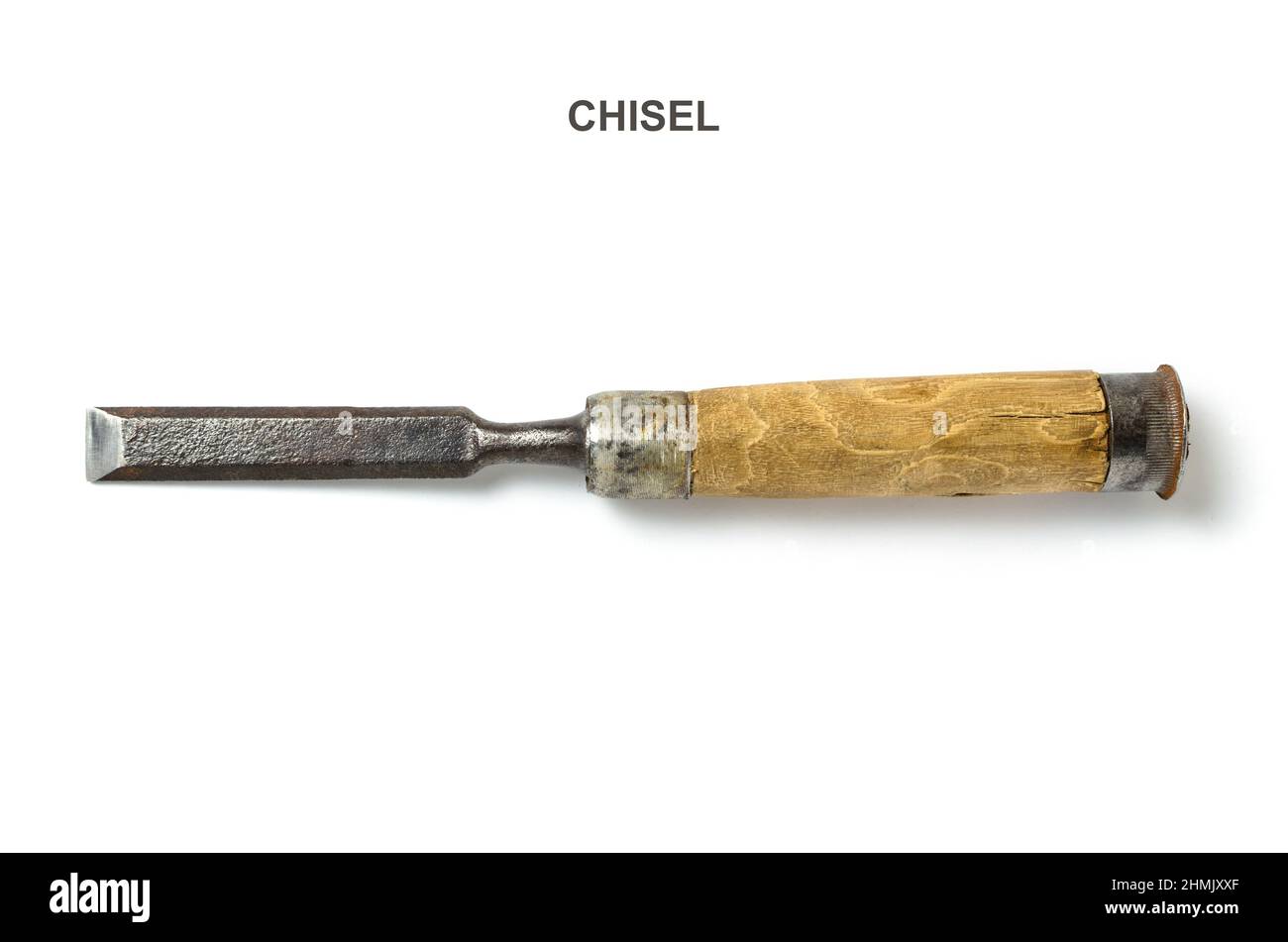 Carpentry tool chisel on a white background with a place under the ...