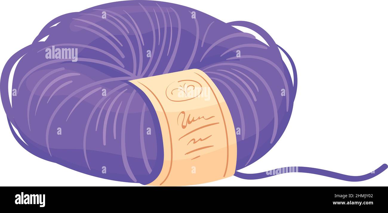 Knitting wool icon. Violet cartoon thread. Hand craft material isolated ...