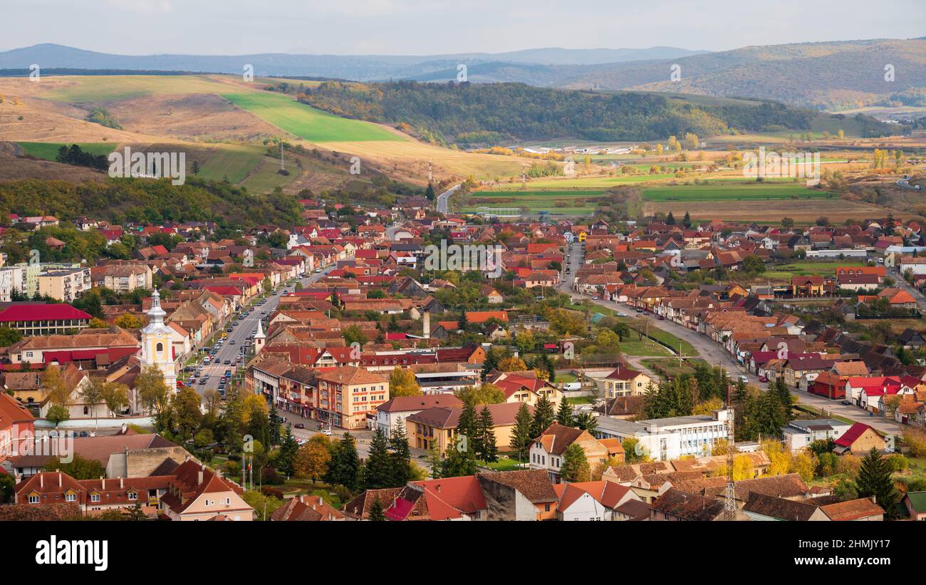 View over Rupea Town, Brasov, Romania Stock Photo - Alamy