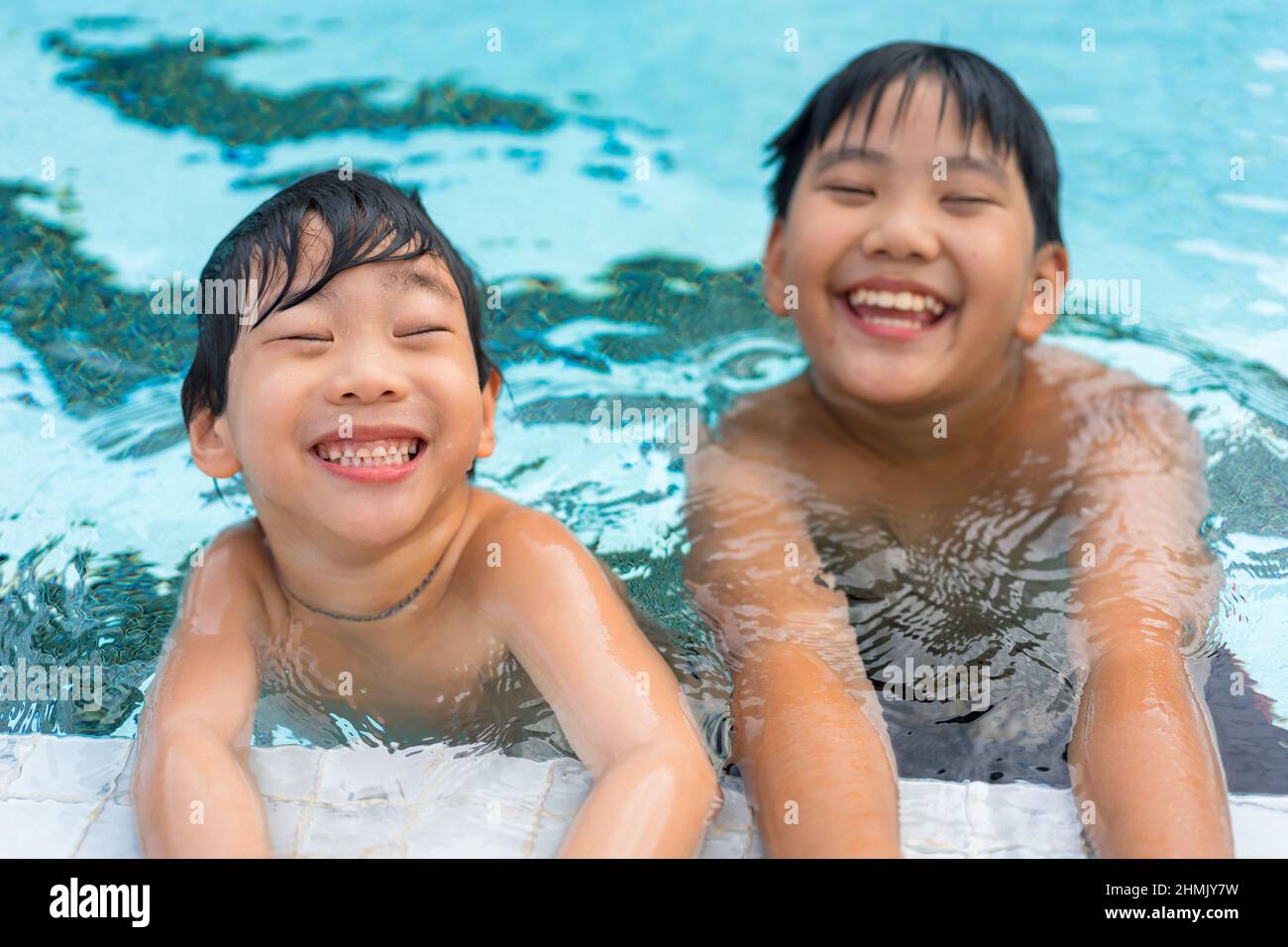 Asian Young Boy Brother Having a Good Time Playing and Enjoying in ...