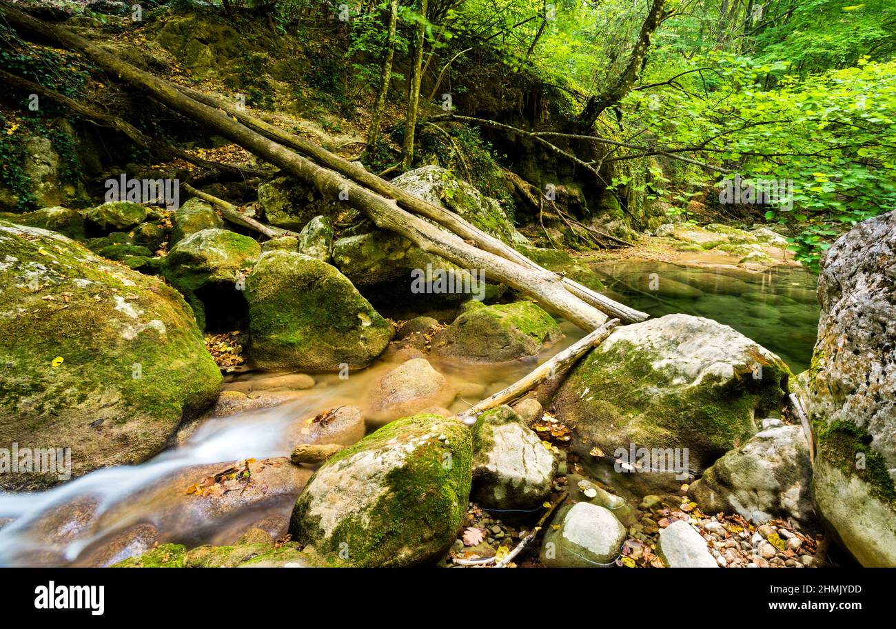 Mountain river stream rocky waterfall hi-res stock photography and ...