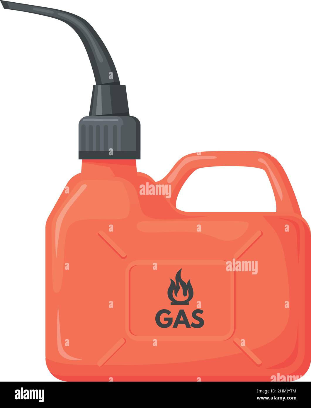 Red jerrycan. Plastic gas container with black spout isolated on white ...