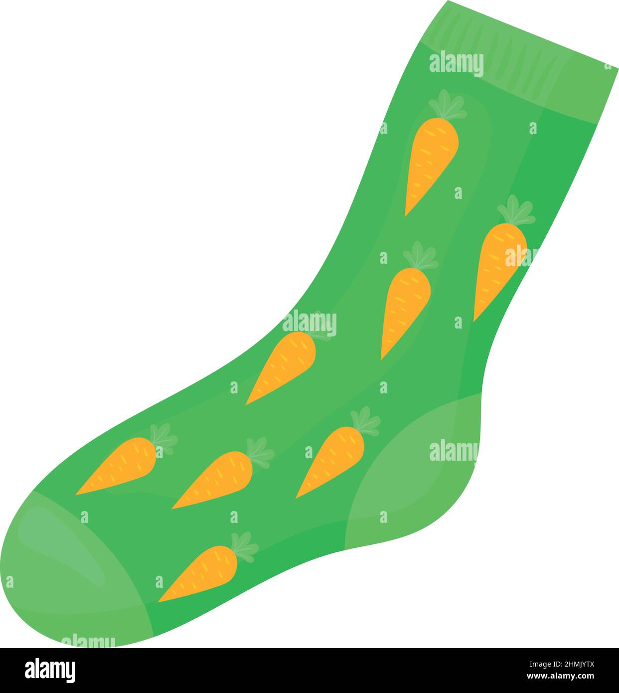 Sock with funny pattern. Cartoon green footwear isolated on white ...