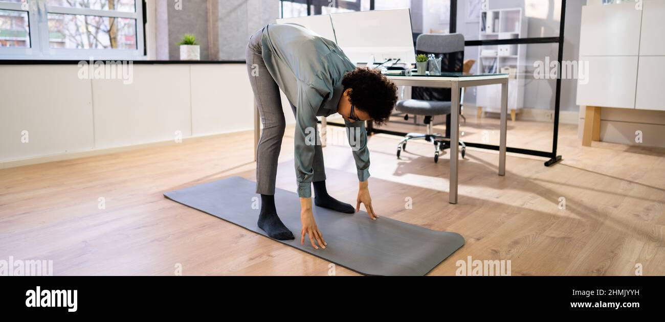 Exercise Stretch Standing Near Office Business Desk Stock Photo - Alamy