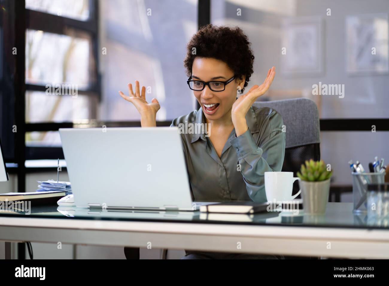 Excited Stock Market Broker Watching Screens And Trading Stock Photo ...