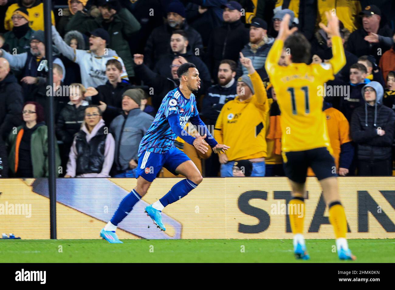 Gabriel #6 of Arsenal celebrates scoring to make it 0-1 Stock Photo - Alamy