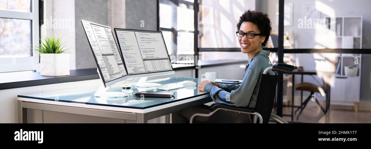 African American Woman Programmer. Girl Coding On Computer Stock Photo ...