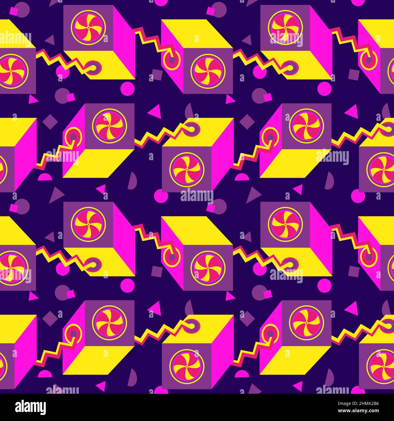 90s Nostalgia fashion vector seamless pattern background. Cool neon ...