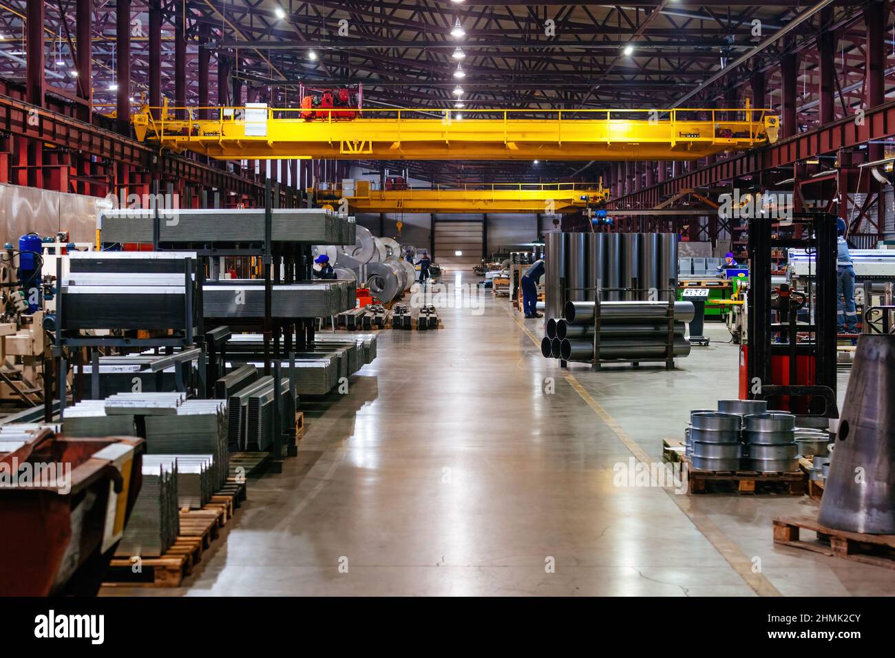 Metal profile factory production line. Manufactured metal parts Stock ...