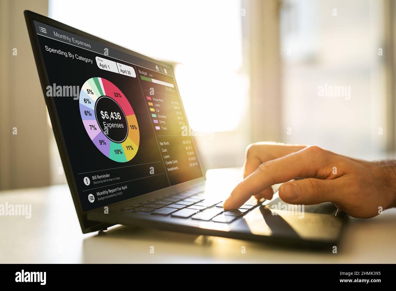 Money Planning Budget Tracker App On Laptop Stock Photo - Alamy