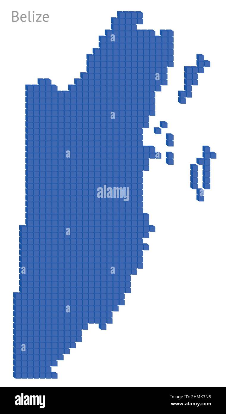 Dotted blue color map vector illustration graphic with small cubes as a ...