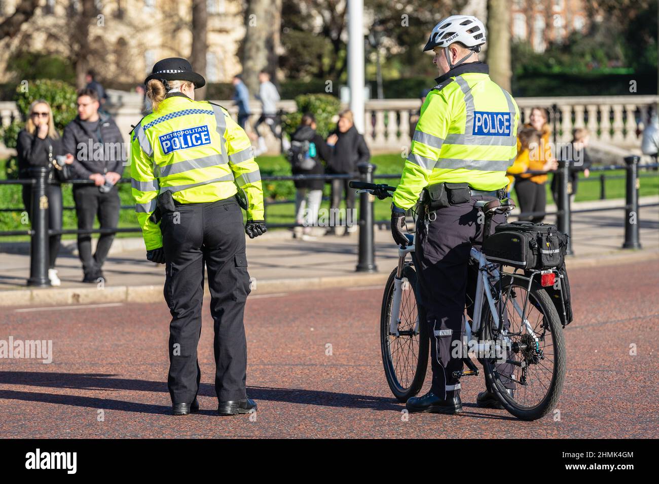 Metropolitan police officers on bicycles. London, January 30, 2022 ...