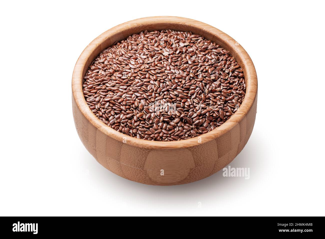 Brown flax seeds, flaxseeds or linseeds in wooden bowl isolated on white background Stock Photo ...