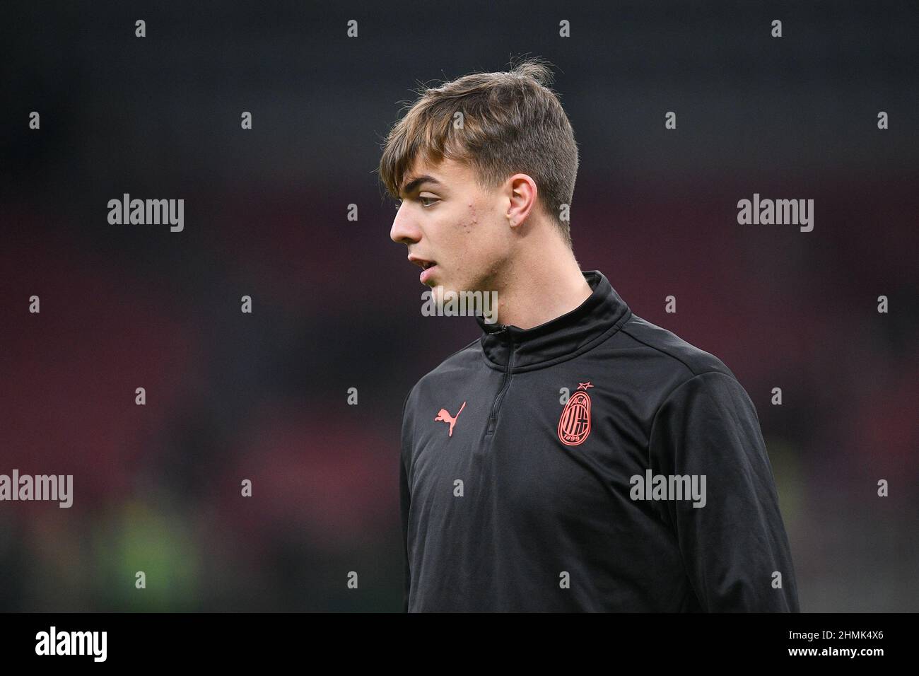 Daniel Maldini of AC Milan looks on during the Italian Cup match ...